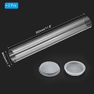 PATIKIL 11.8"L x 1.7"Dia Clear Storage Tubes, 2Pcs PC Plastic Transparent Hollow Round Rigid Tube with Cap for Beads Bath Salt Container Wedding Party Favors