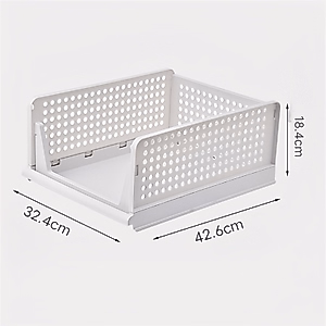 VVoodeinck 4 Drawer Style Wardrobe Storage Boxes with Stackable Plastic Storage Basket Wardrobe Storage Box Kitchen Bathroom Bedroom Office Storage Box Layered Storage Box（17*13*7IN）