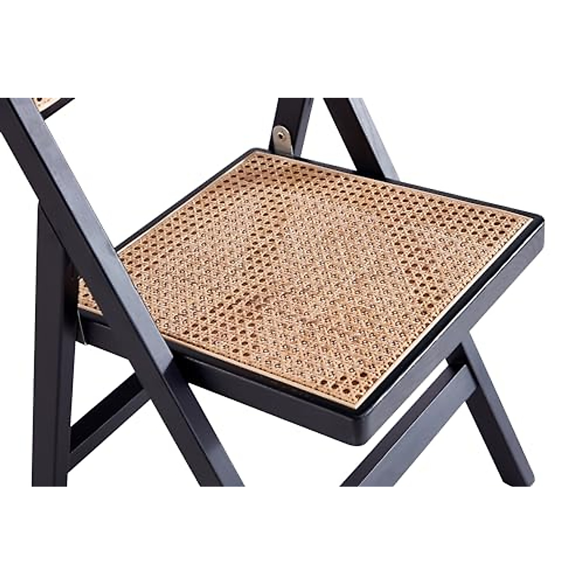 Manhattan Comfort Pullman Folding Rattan Wicker Cane Side Outdoor Dining Chair for Dining Room, Patio, Restaurant, Bistro, Cafe and Pub, Set of 4, Black/Natural