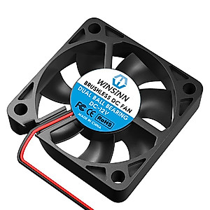 WINSINN 50mm Fan 12V, 3D Printer Micro 12 Volt Fans 5010 Dual Ball Bearing, Brushless Cooling 50mmx10mm 2PIN (Pack of 5Pcs)