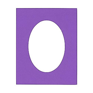 8x11 Mat Bevel Cut for 6x9 Photos - Precut Purple Oval Shaped Photo Mat Board Opening - Acid Free Matte to Protect Your Pictures - Bevel Cut for Family Photos, Pack of 1 Matboard Show Kit With Acid