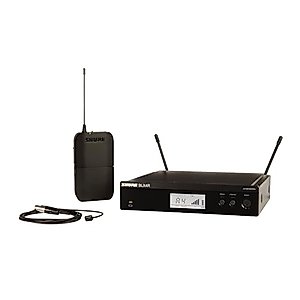 Shure BLX14R/W93 Wireless Microphone System - 14-Hour Battery Life, 300 ft Range, UHF | WL93 Lavalier Mic, Single Channel Rack Mount Receiver | H11 Band (BLX14R/W93-H11)