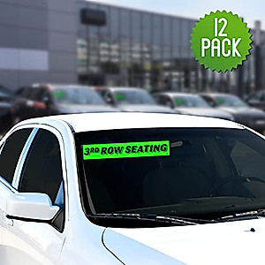 Versa Tags Windshield Slogan Stickers 12 Pack of FINANCING Available Stickers 12 Pack of 3RD Row Seating Slogans 12 Pack of WE Finance Window Stickers (36) Dealership Stickers Black On Green