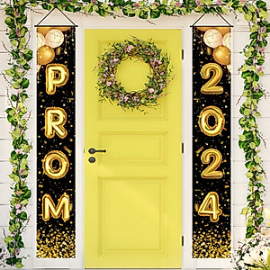 FARMNALL Prom 2023 Porch Banner Graduation Prom Party Front Door Sign Wall Hanging Graduates High School College Decorations and Supplies for Home Office
