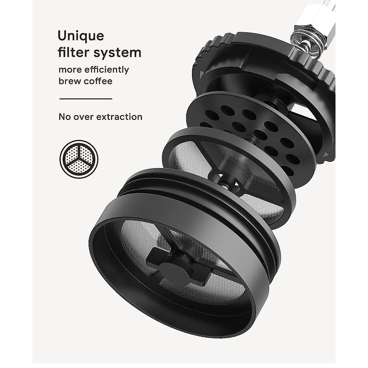 BENFUCHEN Portable French Press Coffee Maker Car-Go Vacuum Insulated Travel Bottle Mug, Hot/Cold Brew Coffee Press With Four-Layer Unique Filter Mesh Stainless Steel Tea Press Single Serve