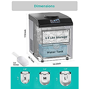 SOUKOO 2 in 1 Countertop Water Ice Maker, 48lbs Daily Ice Cube Makers,Stainless Steel,Tabletop Ice Maker Machine with a Scoop and a 4.5 Pound Storage