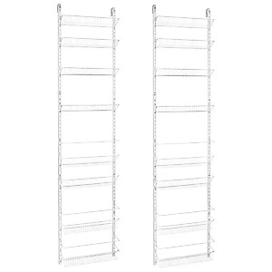 ClosetMaid Adjustable Organizer Rack with Baskets Wall or Over Door Mount, for Kitchen, Pantry, Utility Room, Closet, 18 in. W, White Finish, Pack of 2