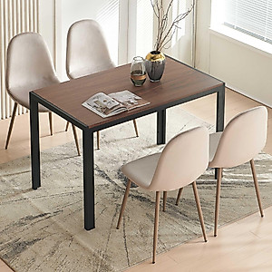 Homedot Upholstered Chair Set of 4, Warm Grey Velvet Dining Chair Upholstered Armlees Room Chair Space Saving Living Room Chair with Stainless Metal Legs for Bedroom, Makeup Room