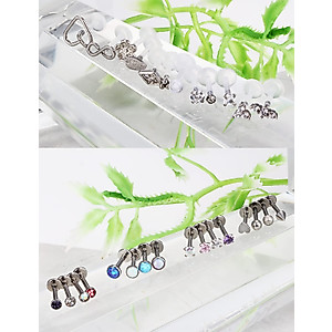 Vsnnsns 16G Lip Rings Stainless Steel Opal Labret Monroe Lip Rings Nail Cartilage Tragus Helix Earrings Studs Ring Medusa Piercing Jewelry Retainer For Women Men Silver 8mm 28PCS