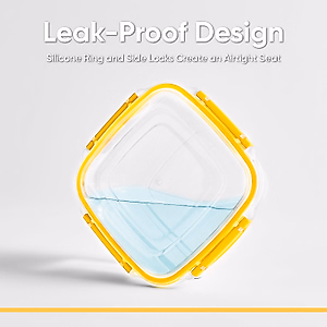 Superio Plastic Food Storage Container with Airtight Lid- 16 Oz, BPA Free, Leakproof, Stackable, Microwave, Dishwasher and Freezer Safe, Yellow