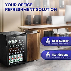 FREE VILLAGE Wine Fridge - Wine Beverage Refrigerator & Cooler with 2.6 cu.ft., 95 Cans, 40°F-61°F Adjustable Temp, Touch Controls, LED Lighting, Perfect for Student Dormitories, Home, Office, Bar