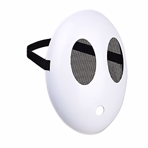 DOEA Shy Guy Mask Halloween Mask Party Favors, White Shy Guy Cosplay Costume Masquerade Props Game Video Birthday Party Supplies