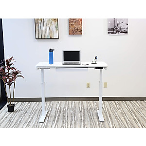Motionwise Electric Standing Desk, 24”x48 Home Office Series, 28"-48" with Quickly Program up to 4 pre-Set Height adjustments and USB Charge Port, White Frame