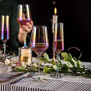 MEICHU Champagne Glasses Champagne Flutes Glass Wedding Set Prosecco Glasses Crystal, Gift for Birthday, Wedding, Christmas, Clear Women, Men, Set of 2