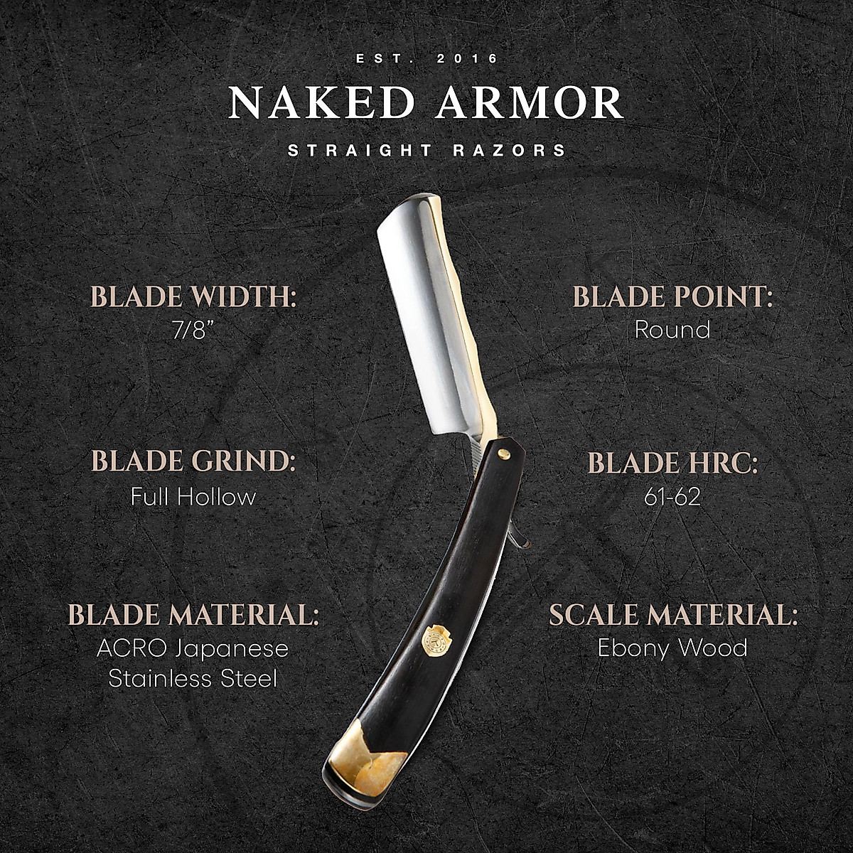 Gold Straight Razor Kit - Shave Ready Straight Razor, Stainless Steel Straight Edge Razor, Ebony Straight Razor For Men, Brush, Soap, Strop, Complete Gold Straight Razor Shaving Kit, Great Gift