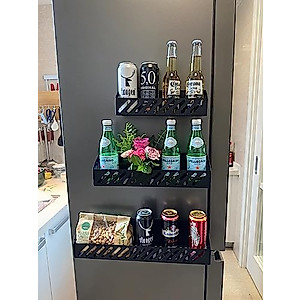 NAFCOOL Magnetic Spice Fridge Rack Shelf Organizer for Refrigerator, 4 Packs Moveable Magnetic Seasoning Organizer Shelves Kitchen Gadgets for Refrigerator Microwave Oven Coffee Maker Washer