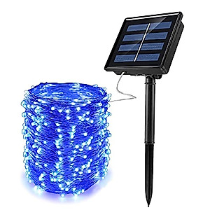 Outdoor String Lights Solar String Lights Garland Christmas Decorative 8 Modes Fairy Lights Copper Wire Lights for Outdoor Wedding Homes Party Garden ( Emitting Color : Blue , Wattage : 200LED )