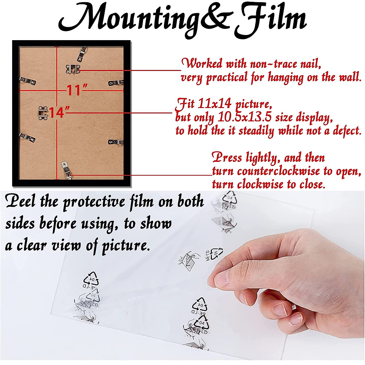 ijuerybai Black 11x14 Picture Frame Set of 3, High Transparent Frame for 11 By 14 Photo Collage Canvas Poster Size Wall Mount and Tabletop Horizontally Vertically (Black, 11 x 14 inches)