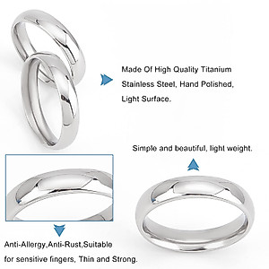 DICOSMETIC 14Pcs 7 Size Plain Finger Rings 4mm Knuckle Rings Wedding Band Stackable Rings Women's Thin Plain Band Rings Stainless Steel Ring Comfort Fit US Size 2-12