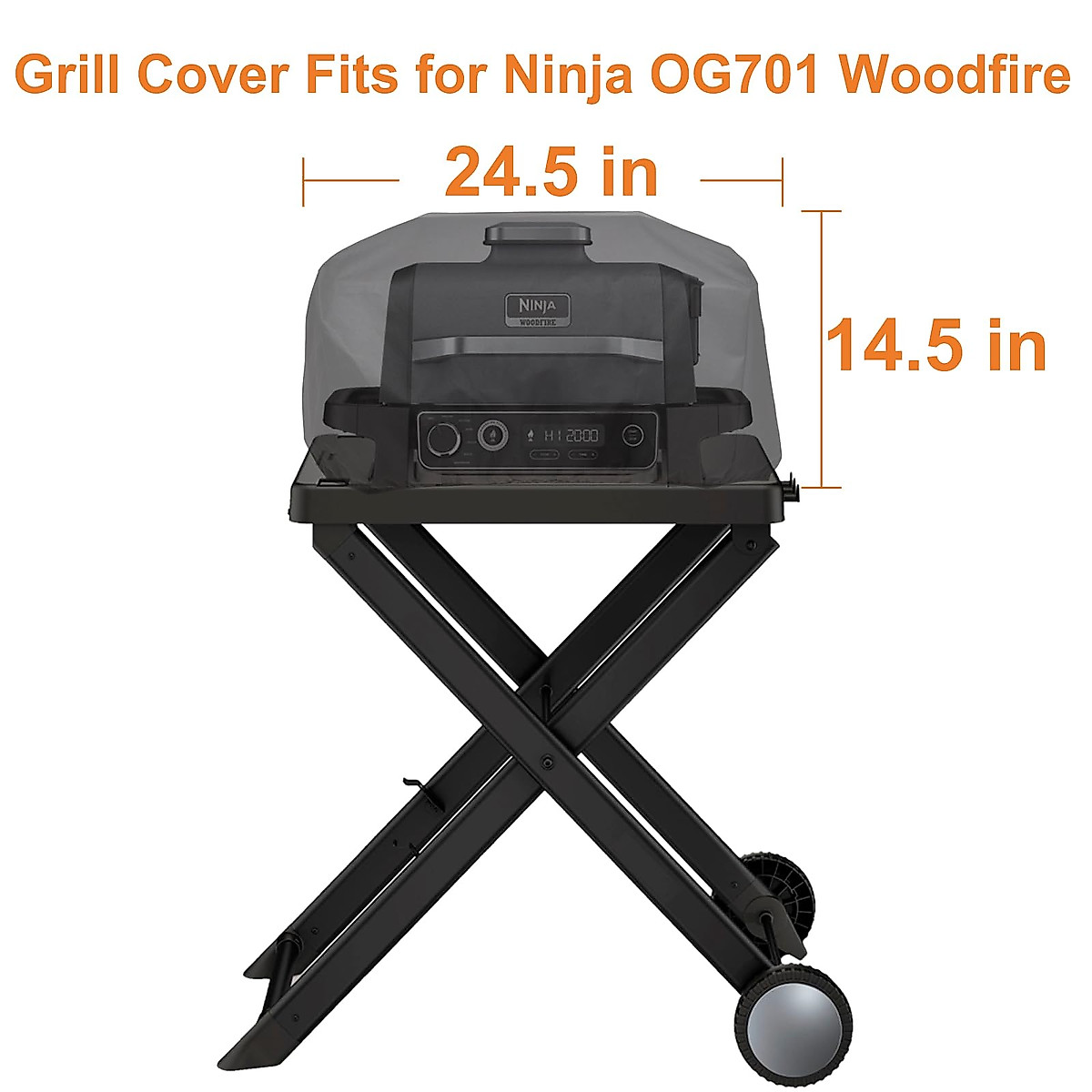 Grill Cover Fits for Ninja OG701 Woodfire Outdoor Grill, Fits Electric Ninja OG751 Woodfire Pro Smoker Portable BBQ Grill Travel-600D Heavy Duty Weather Resistant Cover