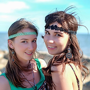 8 Pairs Bohemian Earrings for Women Dangle Earrings Retro Metal Hollow Earrings Boho Hoop Earrings Set (Vibrant Style)