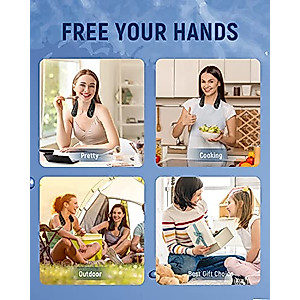 Hoizoxee 4000mAh Portable Fan, Wearable Bladeless Neck Fan, Battery Powered Personal Fan，Suitable for Indoor and Outdoor Sports,Home,Office,Travel