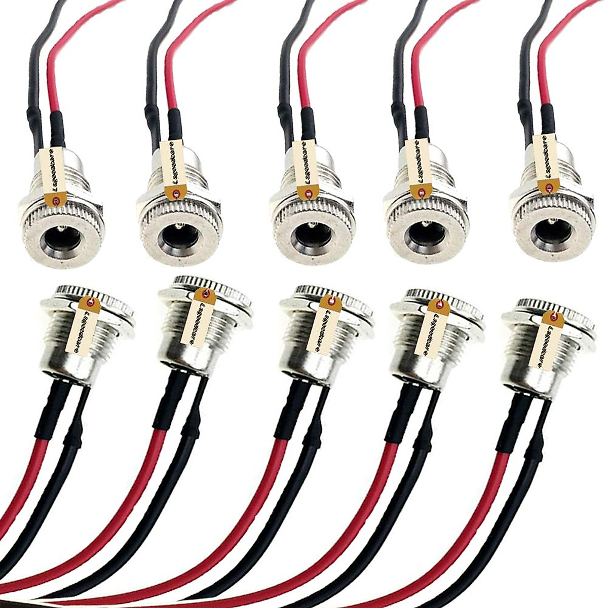 Lsgoodcare 10Pack 5.5 x 2.1 MM 10A DC Power Jack Socket Dc-099 30V Threaded Female Mount Connector Adapter with 3.94Ich 18Awg Cable