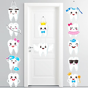 Tooth Party Banners Tooth Party Door Sign Welcome Teeth Birthday Party Supplies Dental Party Decorations Tooth Party Cutouts for Dentist Baby Shower Supplies