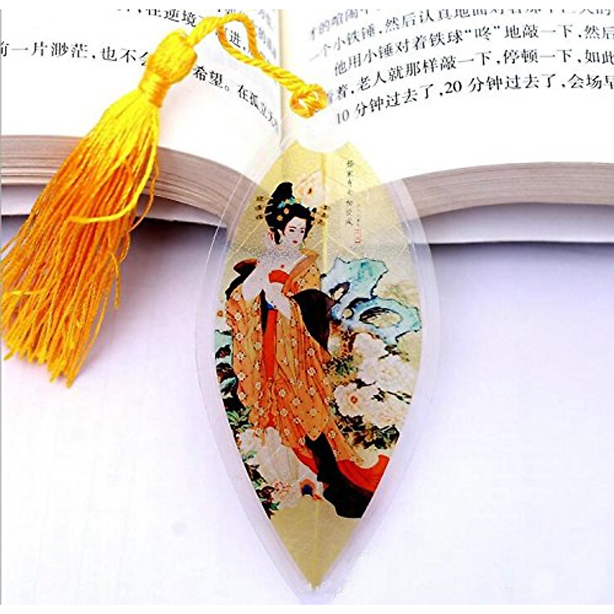 Fascola Leaf Bookmarks - Made of Real Leaves 4PCs Landscape Vein Bookmark with Traditional Chinese Painting Business Gift