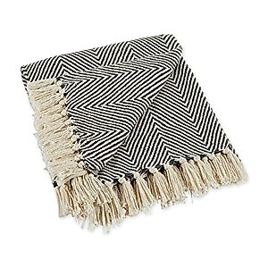 DII Rustic Farmhouse Cotton Chevron Blanket Throw with Fringe for Chair, Couch, Picnic, Camping, Beach, & Everyday Use, 50 x 60 - Urban Chevron Mineral