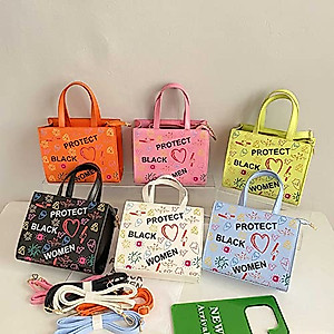 AyTotoro Fashion Protect Black Women graffiti Purses Tote Bag PU Leather Top Handle Handbag Shoulder Bag Crossbody(black)