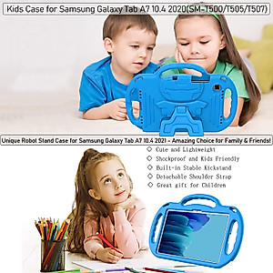 LTROP Kids Case for Samsung Galaxy Tab A7 10.4 2022/2020, Samsung Galaxy Tab A7 10.4 Case with Shoulder Strap, Shockproof Handle Stand Case for Samsung Tab A7 10.4 Inch(SM-T500/T505/T507/T509), Blue
