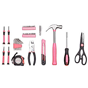 CARTMAN 39Piece Tool Set General Household Hand Tool Kit with Plastic Toolbox Storage Case Pink