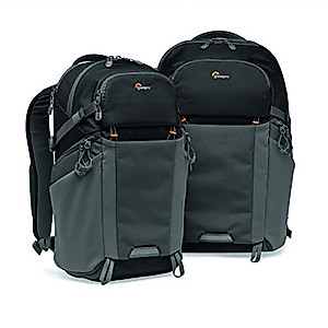 Lowepro LP37260-PWW Photo Active Outdoor Camera Backpack, QuickShelf Dividers, fits 12inch Laptop/2L Hydration, for Mirrorless, Sony, Canon, Nikon, Lenses, Gimbal, Drone, DJI, Osmo, Mavic, Black/Grey, BP200