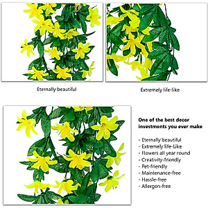 Pura Aide Artificial Lily Flower Garlands Fake Plant Foliage Hanging Vines for Home Bedroom Kitchen Garden Office Wedding Wall Decor