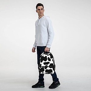 Aisquw Black And White Cow Print Backpack Large-Capacity School Bag Laptop Portable Backpack For Travel Office Shopping (Black White Cow)