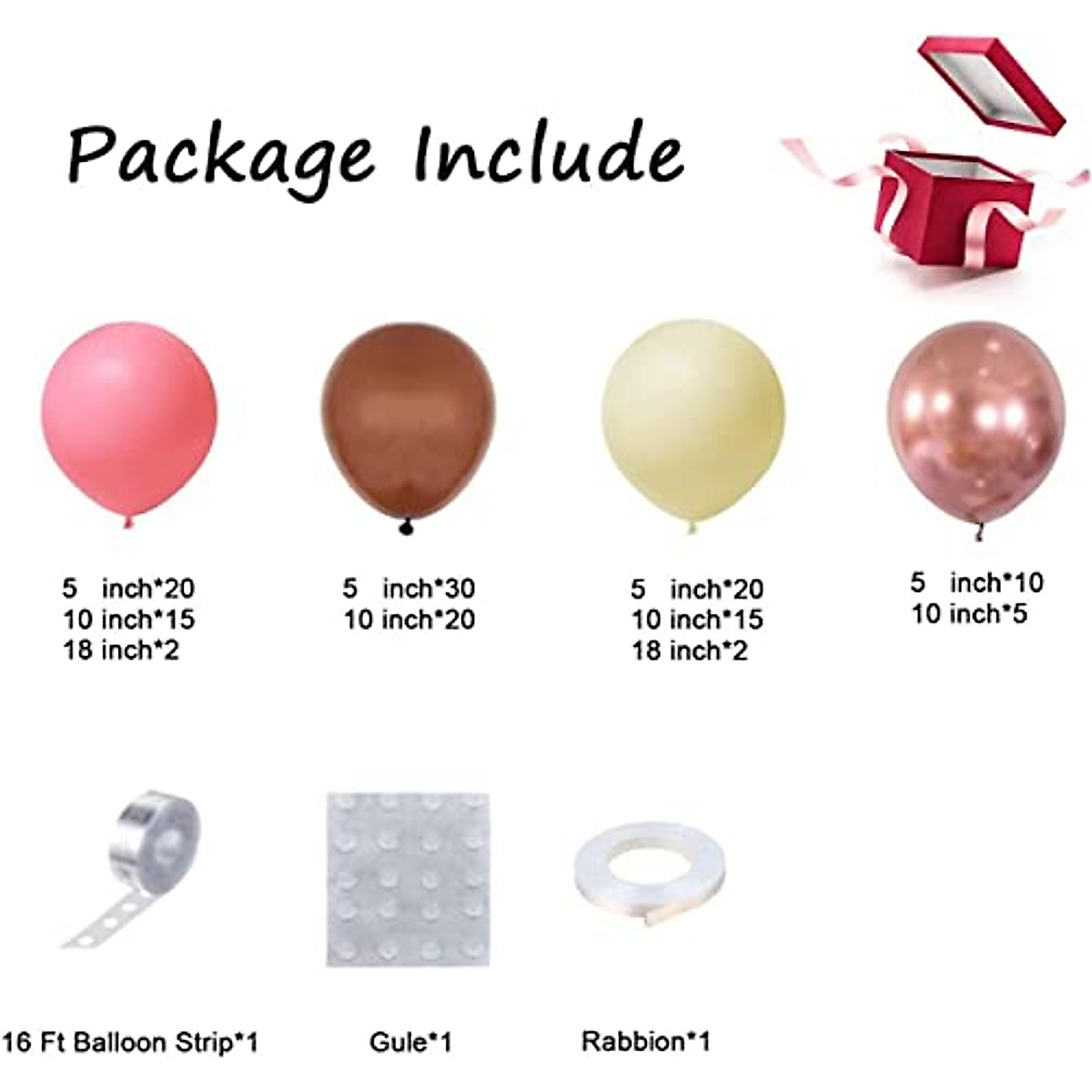 Wecepar Boho Balloon Garland Arch Kit With Pink Chocolate Coloured Ivory White Metallic Rose Gold Balloons for Baby Shower, Birthday, Bridal Shower, Valentines, Wedding, Anniversary Party Supplies