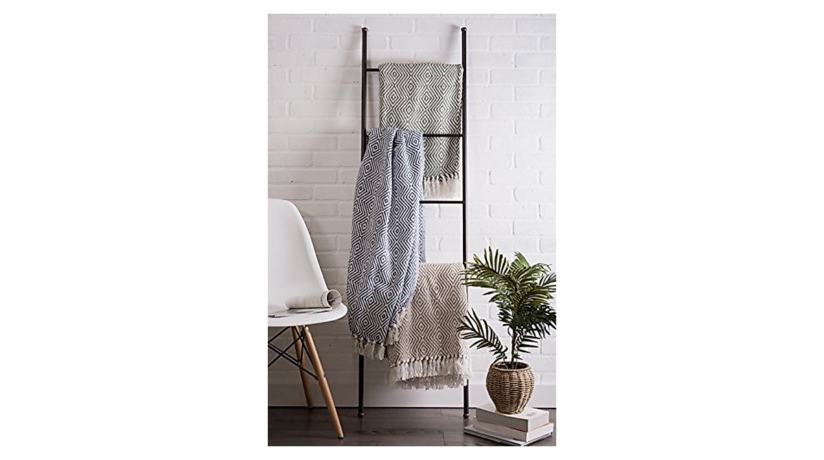 DII Diamond Throw Collection Woven Cotton 50x60 Stone