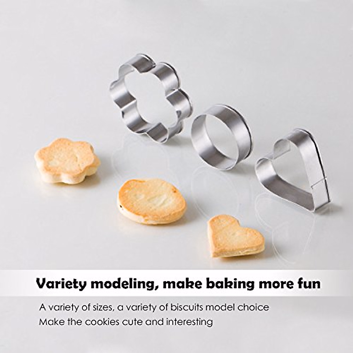 Metal Cookie Cutters Set - Star Cookie Cutter Stainless Steel Round Biscuit Cutter Heart Small Star Cookie Cutters Mini Flower Molds Cutter for Baking (12 Round Heart Flower Star Cookie Cutters)