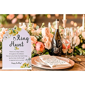 Lemon Bridal Shower Party Ring Scavenger Hunt, The Ring Hunt Game, 1 Sign & 30 Rings, Bridal Shower Decoration, wedding party games(xzjz13)