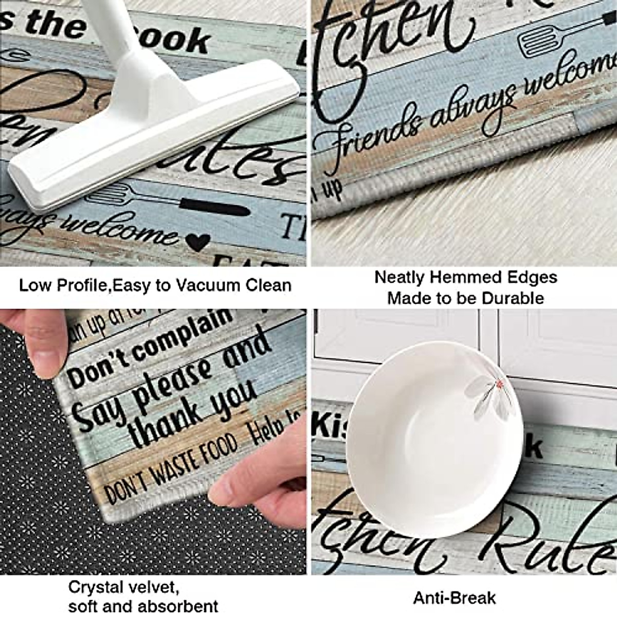 Znutrce Farmhouse Kitchen Mats for Floor Set of 2, Mats for Kitchen Floor, Comfort Standing Kitchen Rugs and Mat, Non-Slip Washable Rug, 17'' X 47'' + 17'' X 30''