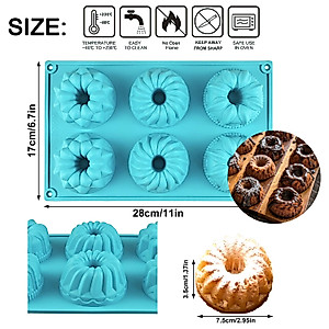 Mity rain Mini Cake Pan - Silicone Fluted Tube Cake Pans European Grade Non Stick Fancy Molds for jello, Cupcake, Doughnut Donut, Cornbread, Brownie (Set of 3)