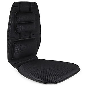 FOMI Gel Seat Cushion and Adjustable Back Support | Lumbar Pillow Flexible Placement for Upper Lower Thoracic, Coccyx, Pressure Sore Pain Relief | for Car, Office Chair, Gaming, Stadium | Posture Aid