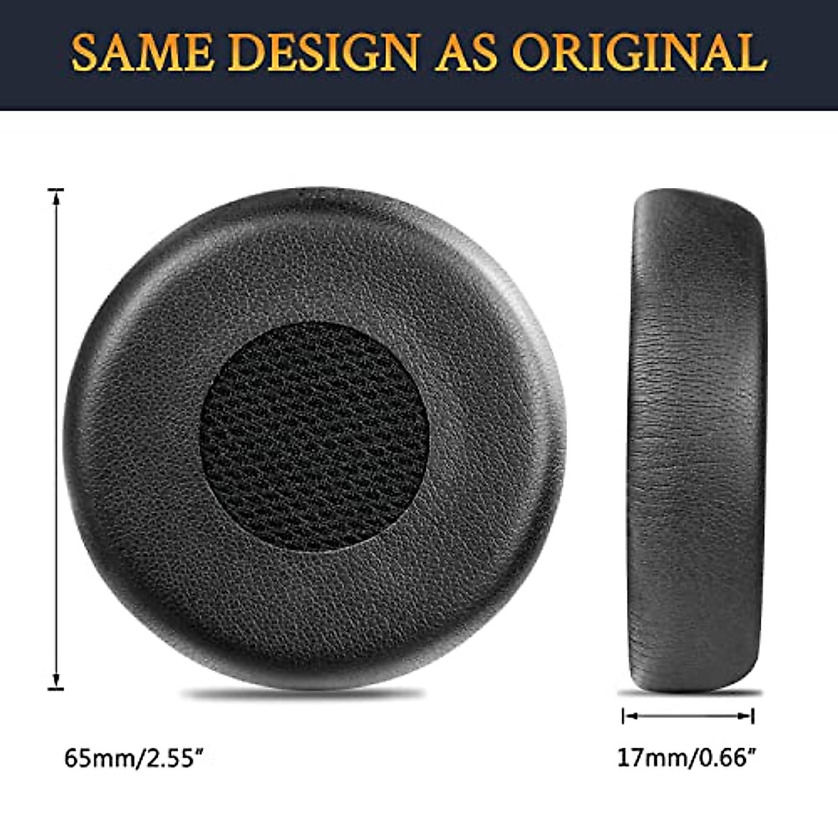SOULWIT Earpads Replacement for Jabra Evolve 75(75UC 75MS 75SE) Stereo Wireless Bluetooth Headset, Ear Pads Cushions with High-Density Noise Isolation Foam, Softer Protein Leather