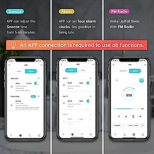 EDUP IN Sunrise Alarm Clock Wake Up Light APP/Voice Control Smart Sunlight Simulation Sleep Aid Bluetooth Speaker Snooze 4 Alarms FM Radio 7 Natural White Noise WiFi 12/24H USB Charging Port
