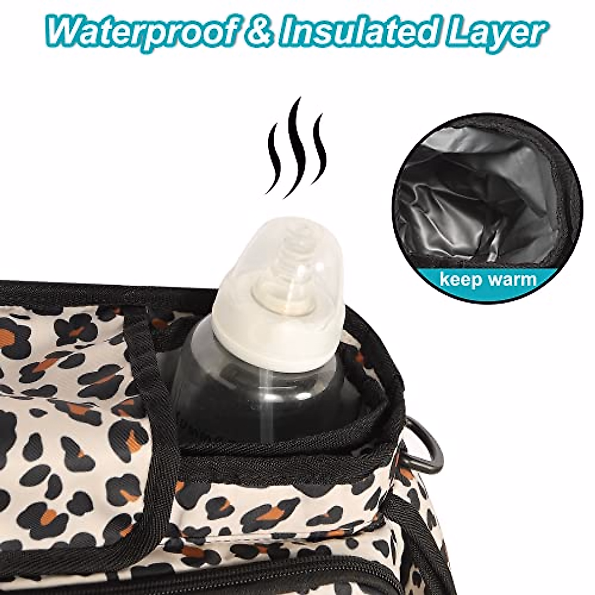 Universal Stroller Organizer with Insulated Cup Holders, Baby Stroller Organizer Bag Fits Any Strollers