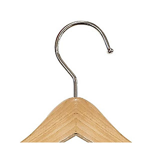 NAHANCO MINI6RC12 Deluxe Flat Wooden Pet, Doll Clothes, Accessory, Jewelry Hanger with Chrome Hook Ball end with Clips, 6", Natural (Pack of 12), Natural Finish