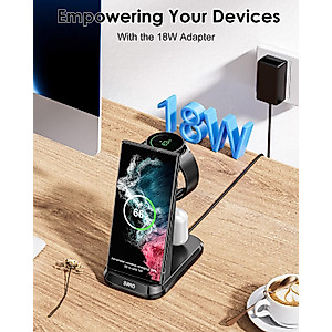 Wireless Charger for Samsung Phones Watch Earbuds (Not for Samsung Z Flip & A Series), SWIO 3 in 1 Charging Station for Samsung Watch 6/5/4/3, S24 S23 S22 S21 S20 /Note 20 10/ Z Fold 4 3, Buds/2/Pro