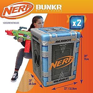 NERF BUNKR Officially Licensed Stadium Pack Inflatable Battlezone - 9 Piece Barricade Shield Bunker Set - Perfect for NERF Party NERF War