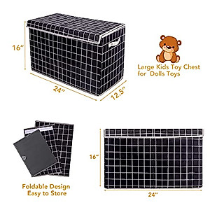 JEWERADO Kids Toy Box Chest storage with Handles, Large Collapsible Toy Chest and Boxes Organizers Decorative Holders, Fit for Nursery, Playroom, Closet (Medium, Square Pattern)
